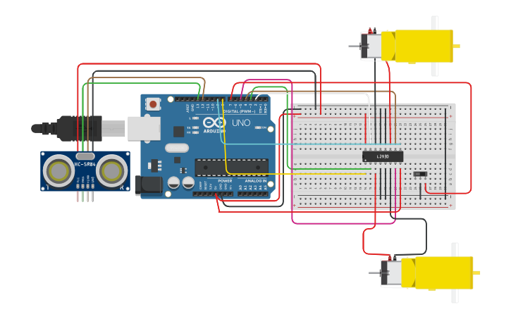 Circuit design Obstacle Avoiding Robot - Tinkercad
