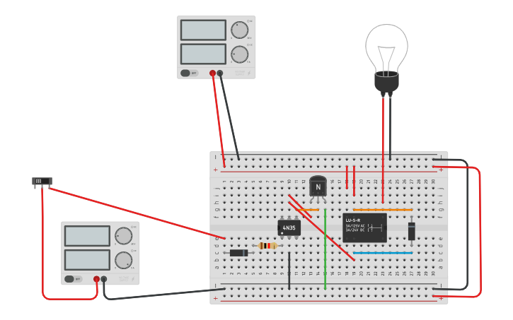 Circuit design OPTO + NPN + relè SPDT - Tinkercad