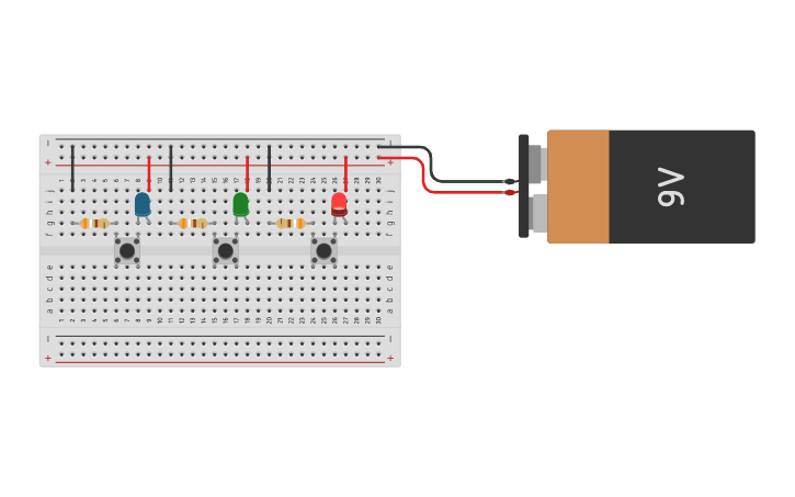 Circuit Design Circuito Con 3 Led Y 3 Pulsadores Tinkercad