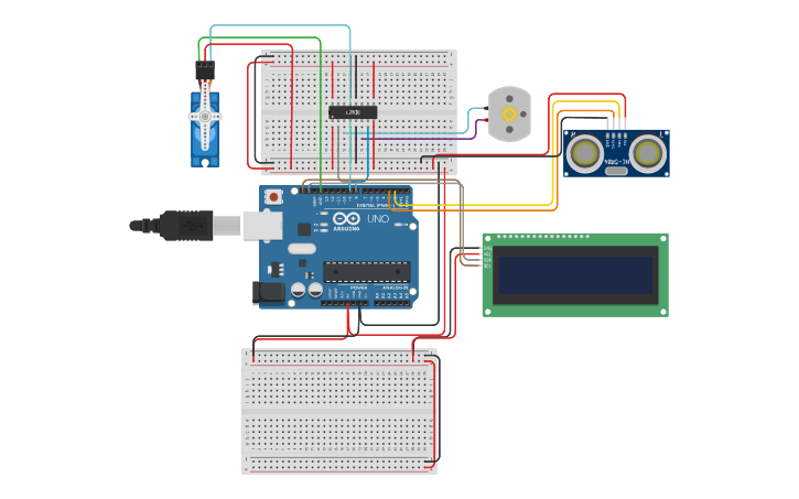 Circuit design Sensor Tangki air - Tinkercad