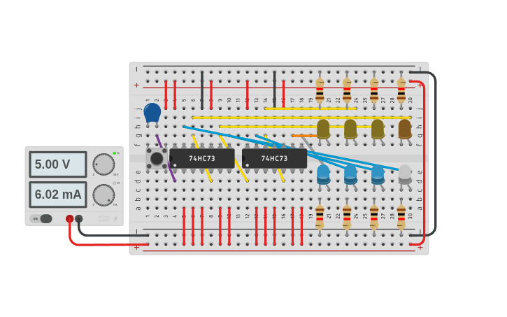 Circuit design J-K Flip Flop Up/Down Counter - Tinkercad