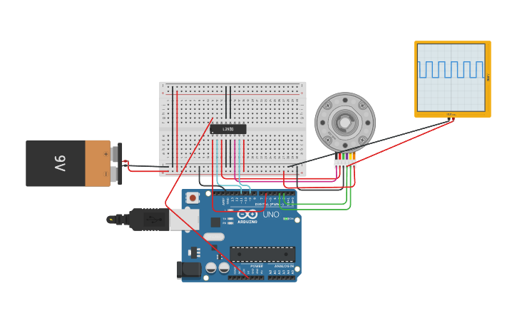 Circuit design PID motor with encoder - Tinkercad