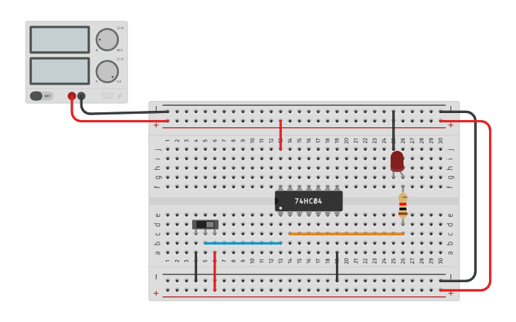 Circuit design NOT Gate using Basic Gates - Tinkercad