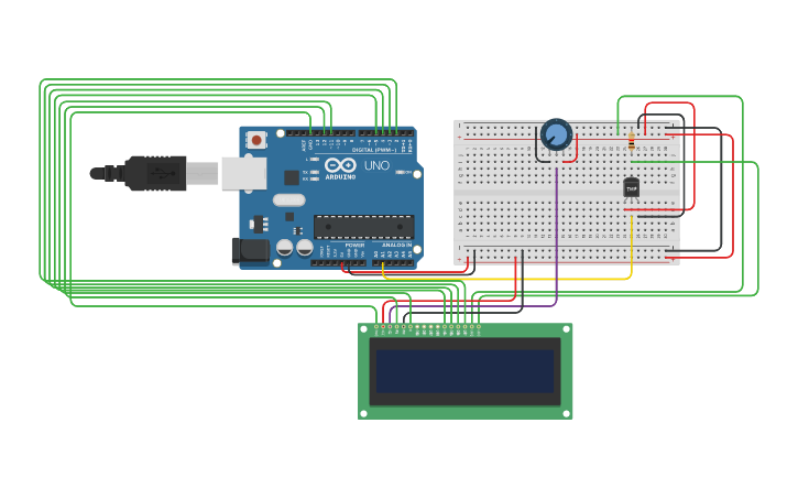 Circuit design LM35 sensor and display the temperature - Tinkercad