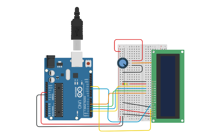 Circuit design LCD SCREEN - Tinkercad