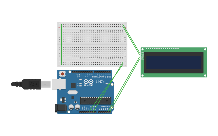 Circuit design LCD 16x2 I2C - Tinkercad