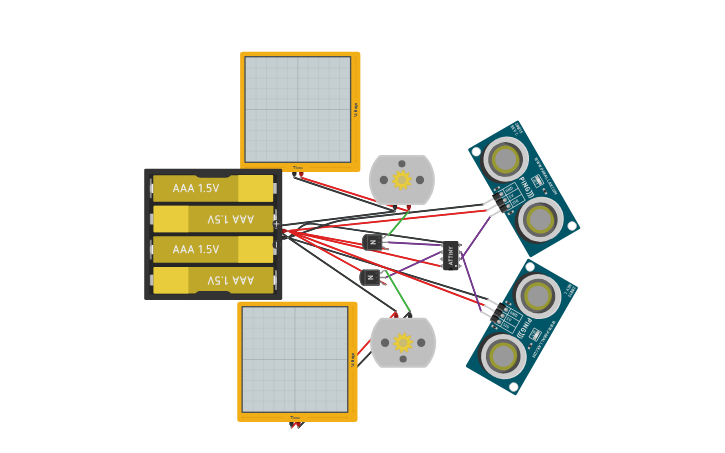 Circuit design ATTINY obstacle Avoidance Sensors Challenge - Tinkercad