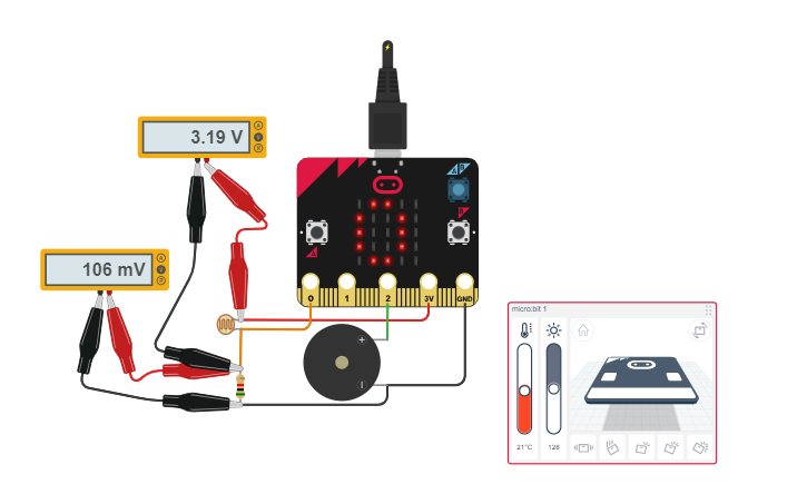 Circuit design Tone change by photo register - Tinkercad
