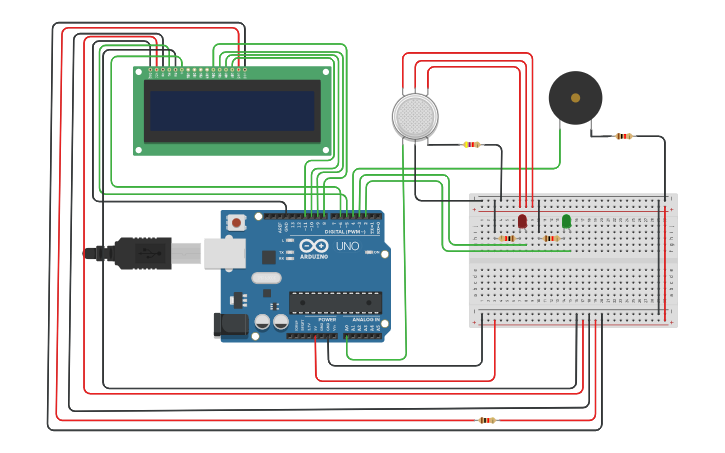 Circuit design final gas detection system - Tinkercad