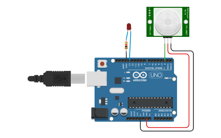 Circuit design Program Using Digital infrared motion sensor - Tinkercad