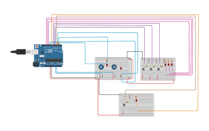 Circuit design Dual Flowmeter Generator and Pulse Counter - Tinkercad