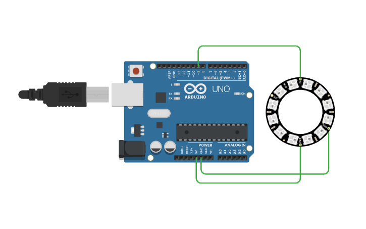Circuit design Neopixel ring - Tinkercad