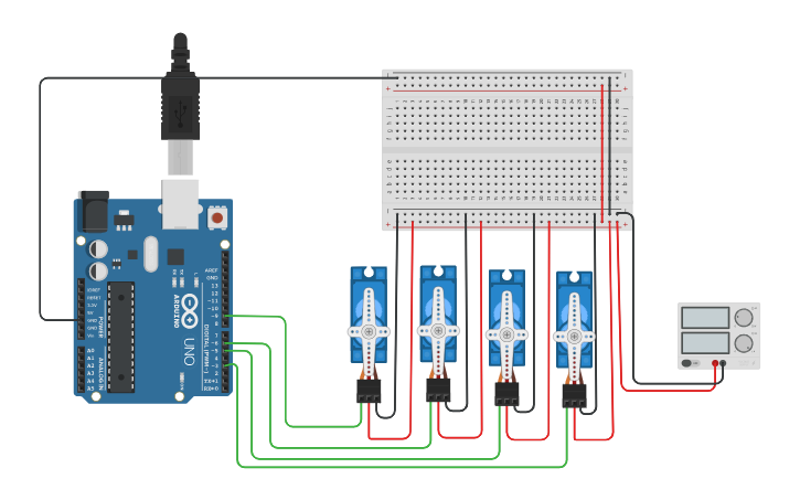 Circuit design servo pos - Tinkercad