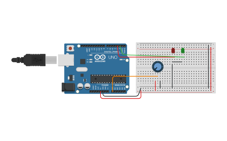 Circuit design Analog Input/Digital Output - Tinkercad