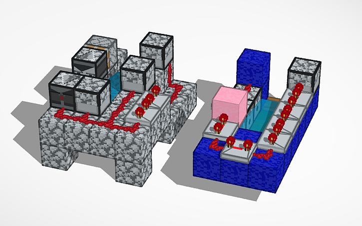 3D design Minecraft rapid fire TNT cannon - Tinkercad