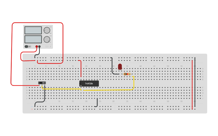 Circuit design NOT GATE - Tinkercad