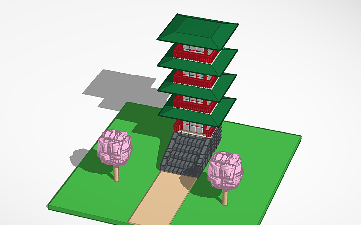 3D design Scribble Japanese pagoda - Tinkercad