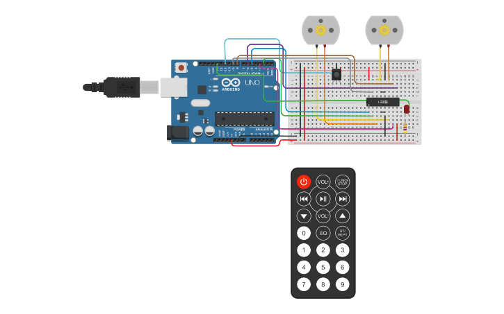 Circuit design Arduino IR Robot - Tinkercad
