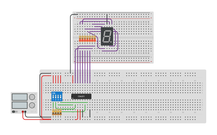 Circuit design Using CD4511 7-Segment Decoder - Tinkercad