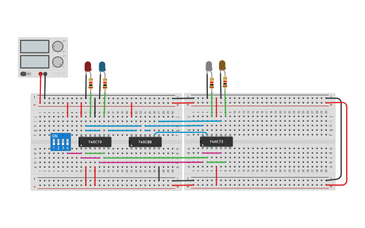 Circuit design synchronous counter - Tinkercad