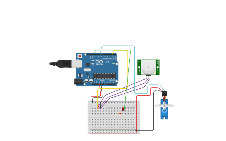 Circuit Design Automatic Door Using Pir Sensor And Servo Motor Tinkercad