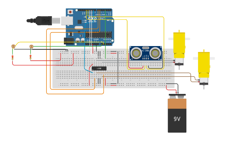Circuit design Proyecto final (Robot Mini sumo) - Tinkercad