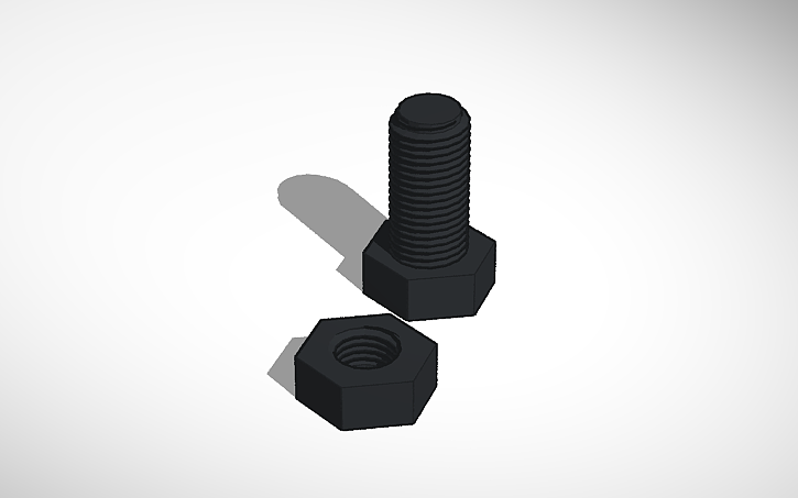3D design Nut and Bolt - Tinkercad