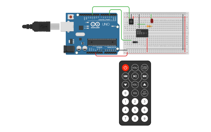 Circuit design Arduino IR Relay Switch - Tinkercad