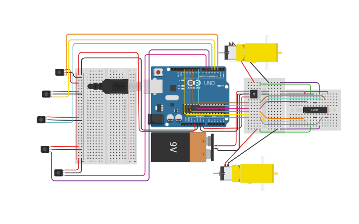 Circuit design Line Follower Circuit - Tinkercad