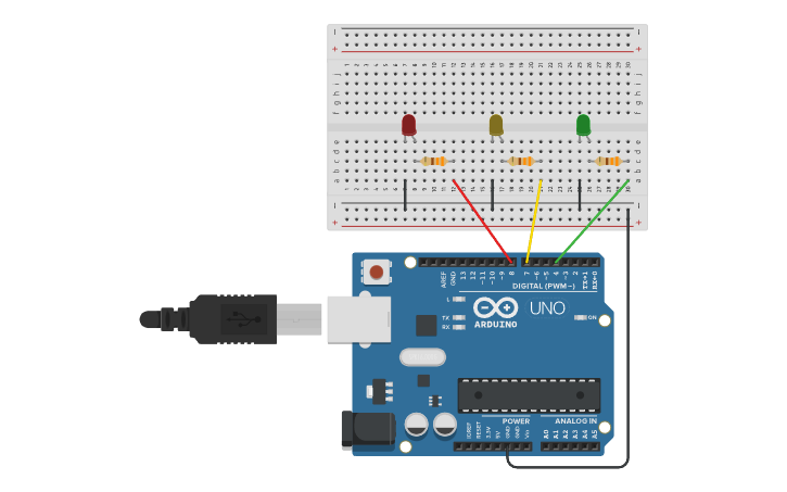 Circuit design Semaforo 312 Arduino - Tinkercad