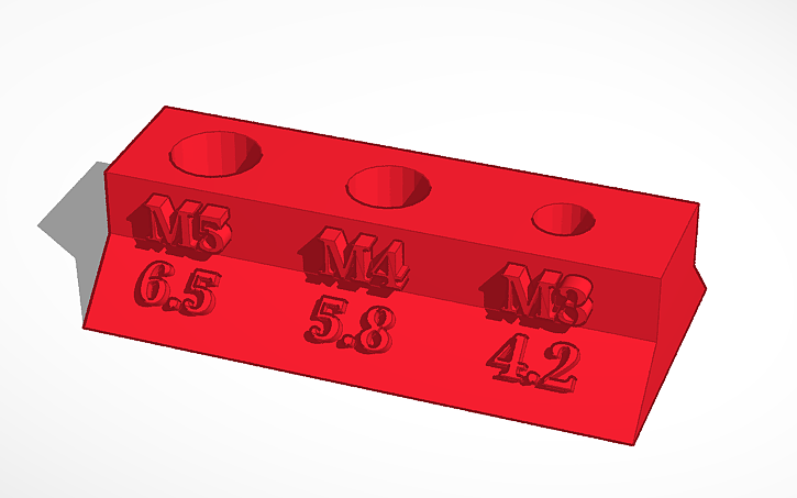 3D design Heat insert hole size guide - Tinkercad