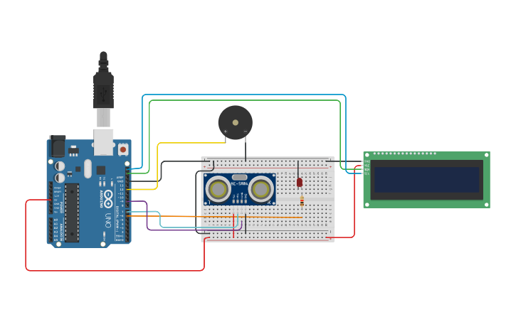 Circuit design Ultrasonic Distance Sensor - Tinkercad