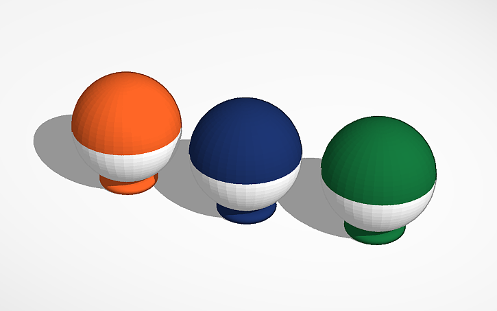 3D design Starter Pokeballs - Tinkercad