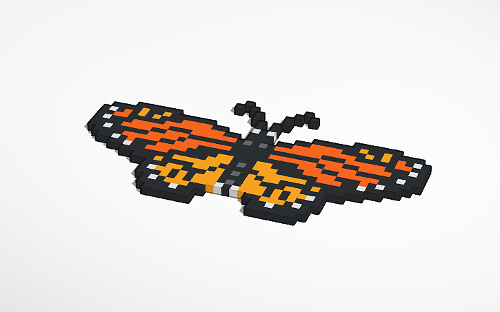 3D design Pixel Monarch butterfly - Tinkercad