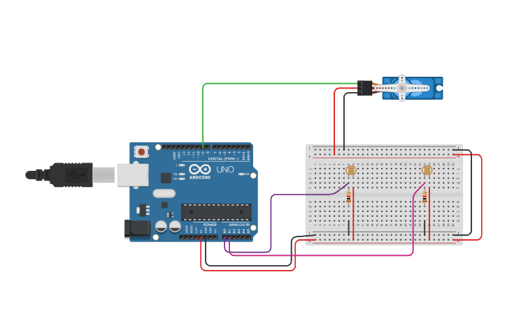 Circuit design Solar Tracking System - Tinkercad