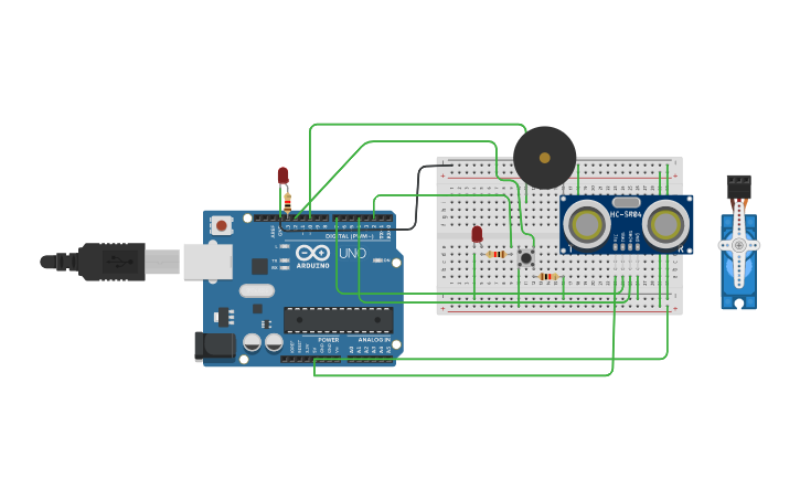 Circuit design ultrasonic code - Tinkercad