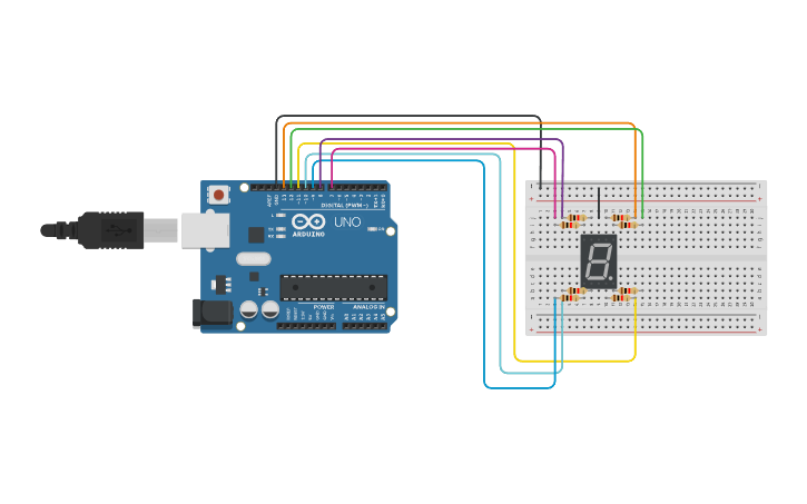Circuit design display de 7 segmentos - Tinkercad