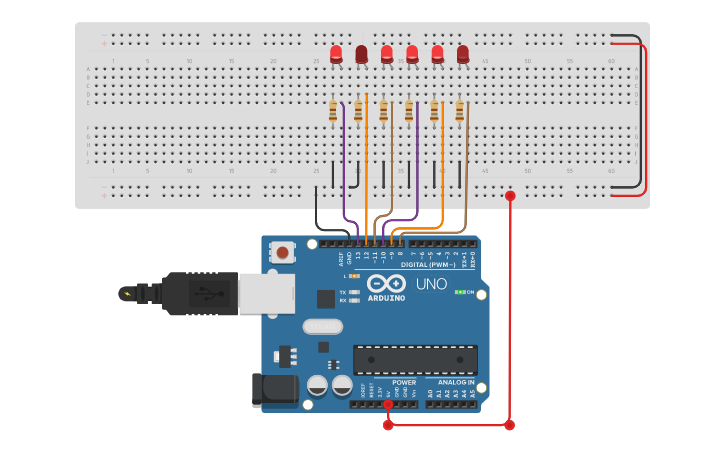 Circuit design Array of leds - Tinkercad