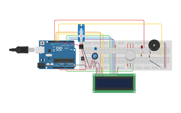Circuit design Gas Leakage Detector - Tinkercad