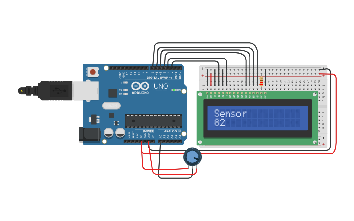 Circuit design Arduino LCD POT Interfacing - Tinkercad
