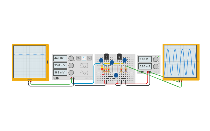 Circuit design Two-stage Class A Amplifier - Tinkercad
