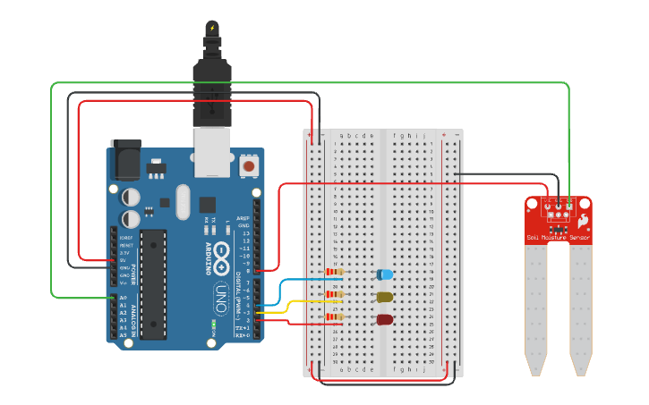 Circuit design Arduino Soil Moisture Sensor - Tinkercad
