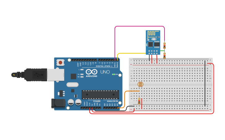 Circuit design Wifi Module ESP8266 - Tinkercad