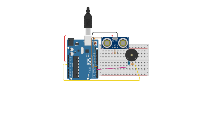 Circuit design DISTANCE SENSOR ABERIN - Tinkercad