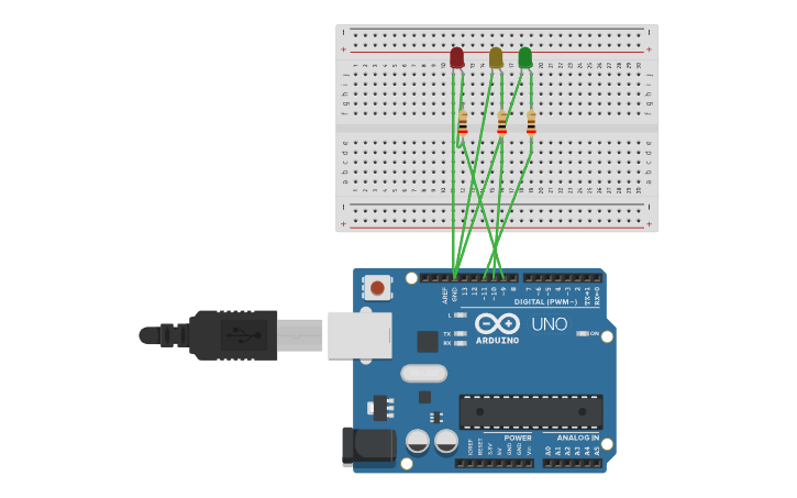 Circuit Design Traffic Light Simulation Tinkercad
