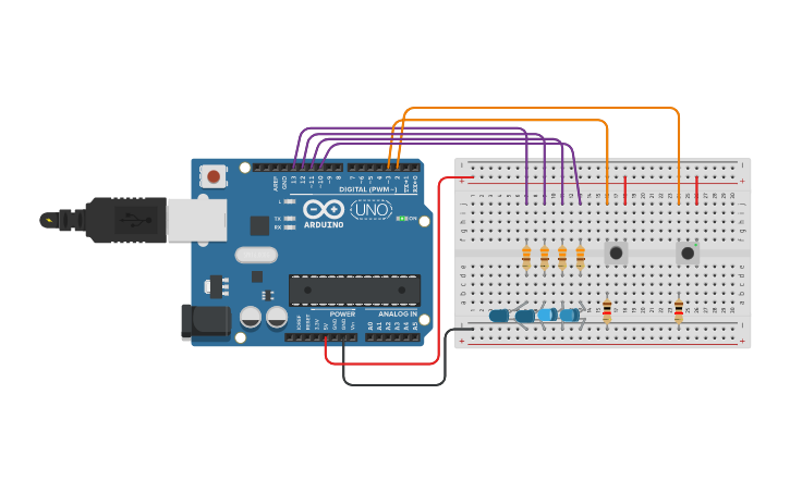 Circuit design Encoder 2 to 4 - Tinkercad
