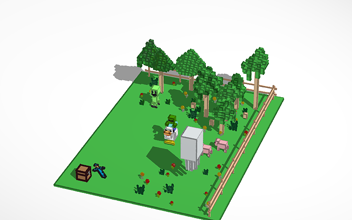3D design Minecraft landscape - Tinkercad