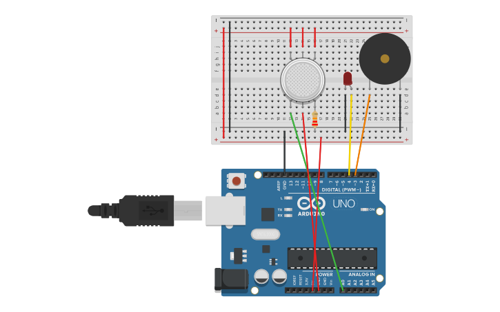 Circuit design gas sensor - Tinkercad