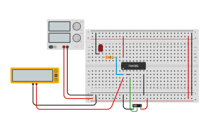 Circuit design NOT Gate using NOR gate - Tinkercad