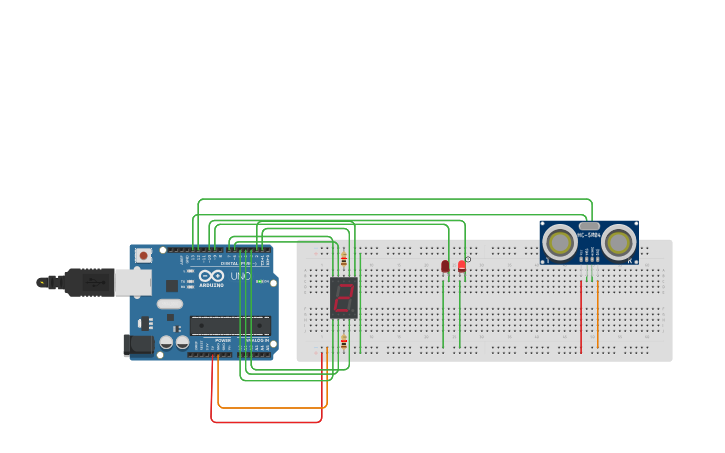 Circuit design 7 Segment Display - Tinkercad